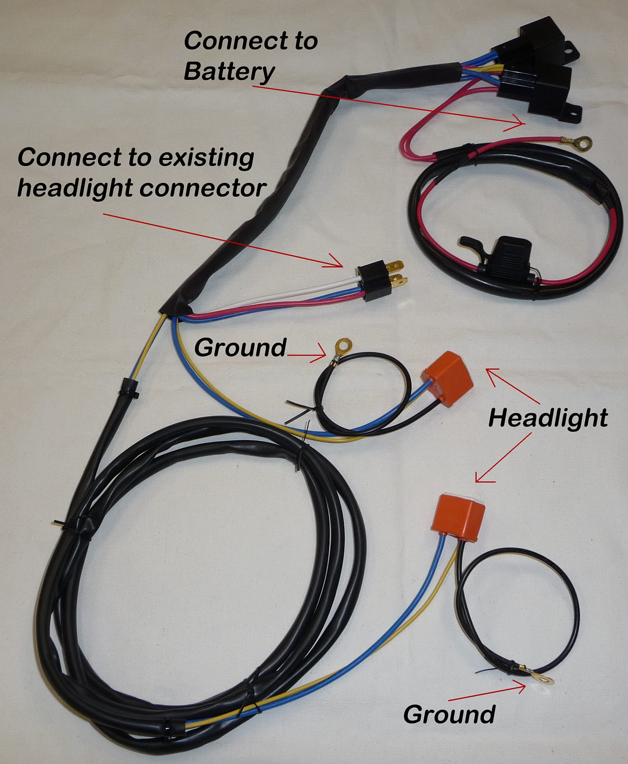 2 Relay 4 Lamp headlight upgrade harness. One Harness – RedLine ...